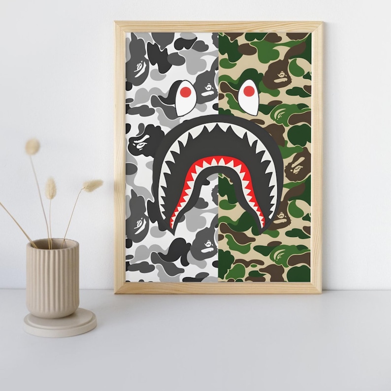 Bape Shark Poster Bape Wallpaper Printable Art Poster for Bedroom ...