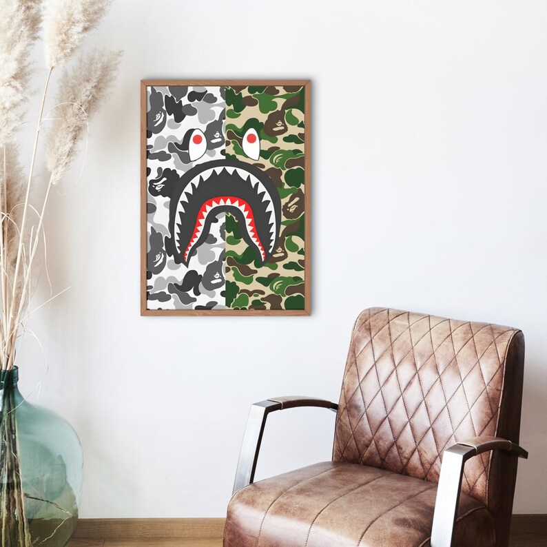 Bape Shark Poster Bape Wallpaper Printable Art Poster for Bedroom ...