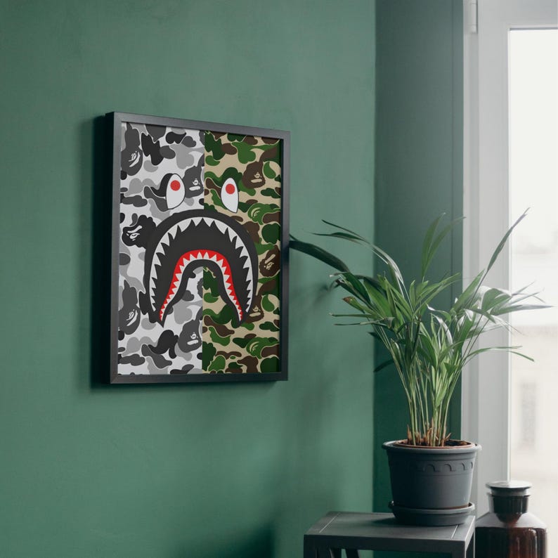Bape Shark Poster Bape Wallpaper Printable Art Poster for Bedroom ...