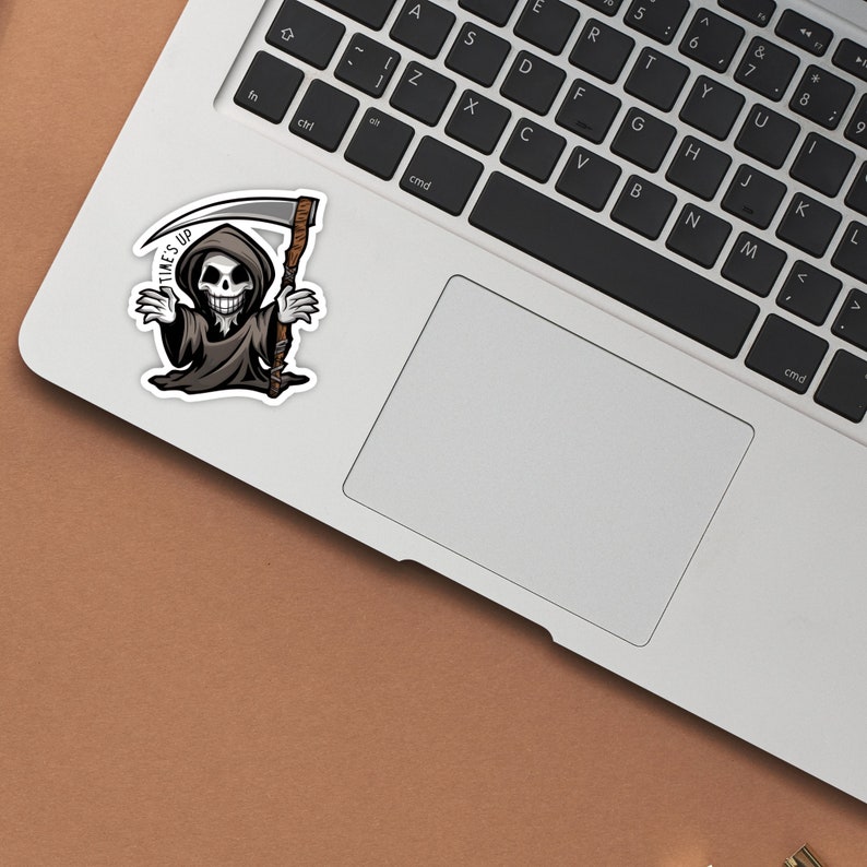 Grim Reaper Sticker, Black and White Goth Sticker, Laptop Sticker ...