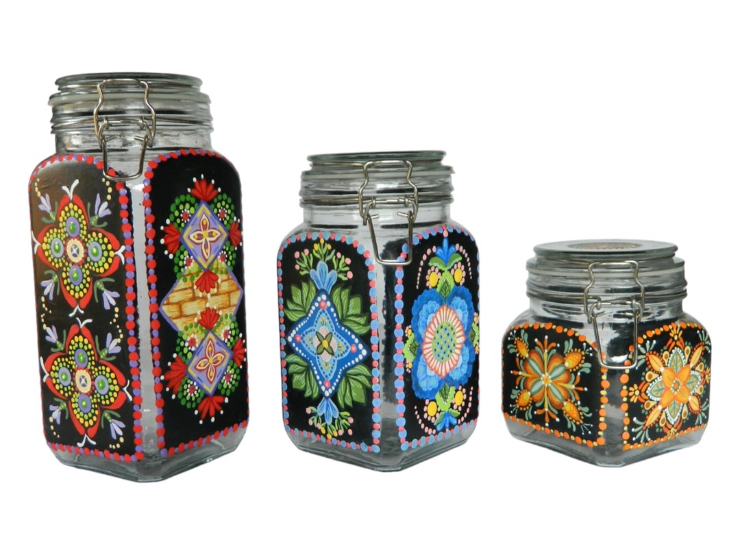 Hand Painted Mandala Canister Set: Elegant Kitchen Storage - Etsy