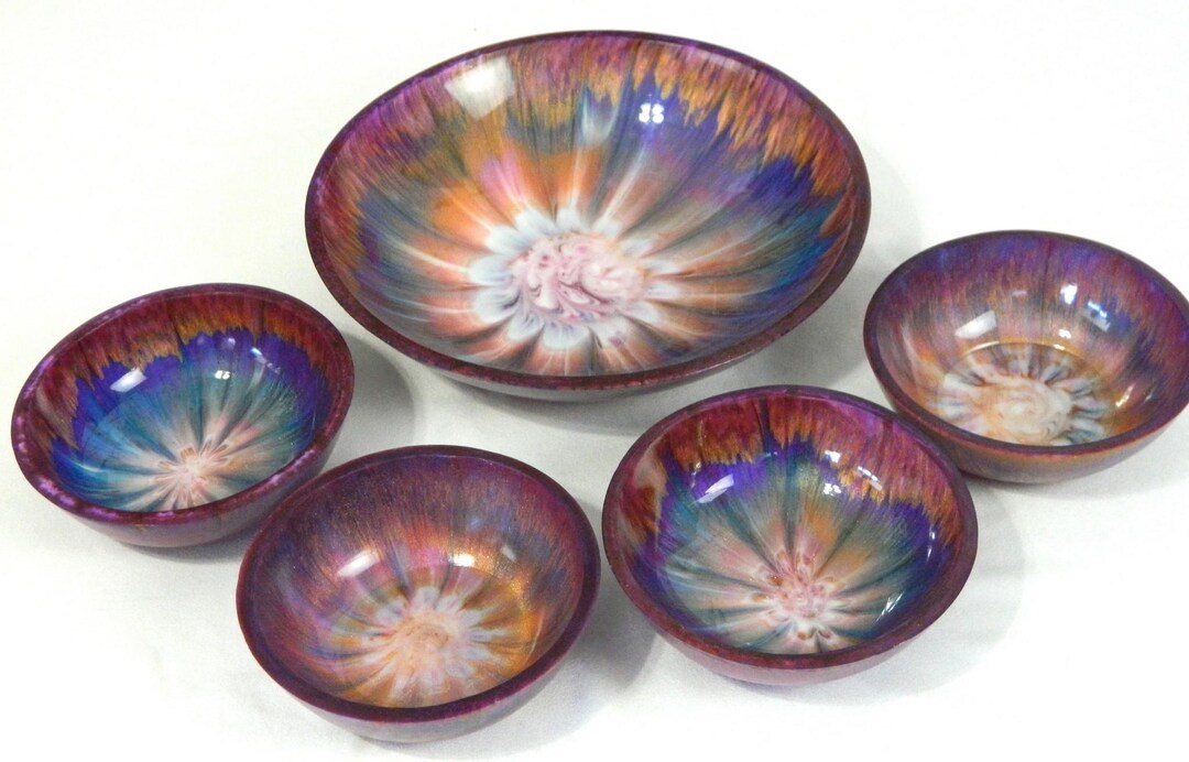 Stunning Multi-color Resin Bowl Set, Serving Bowl Set, Statement Piece ...