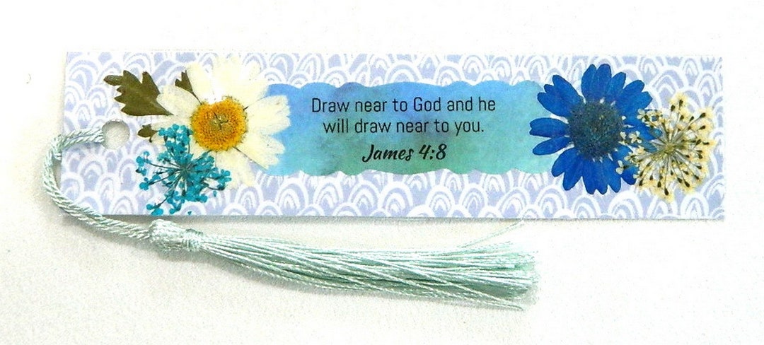 Laminated Scripture Bookmark: Pressed Flowers, Courage & Faith - Etsy