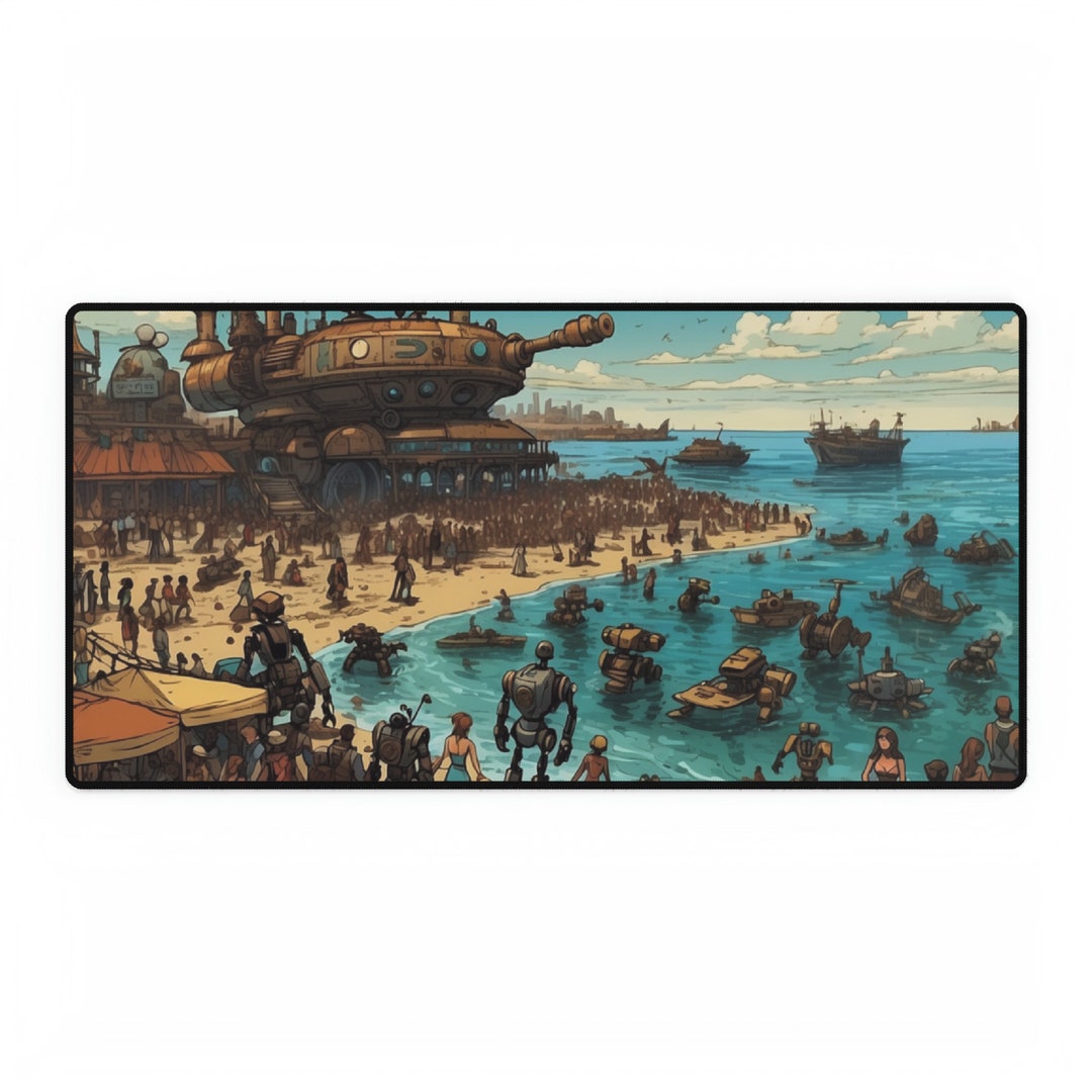 Desk Mat, Robots at the Beach - Etsy
