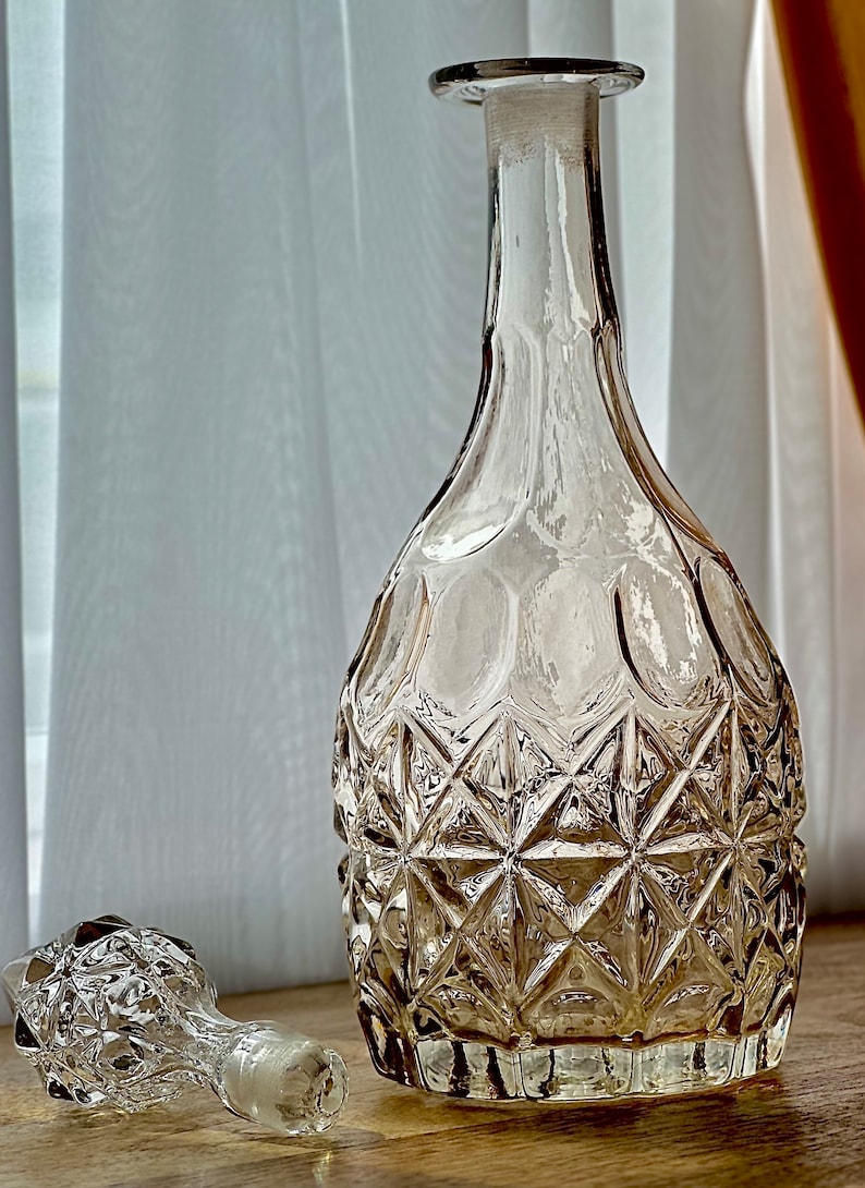 Victorian Glass Decanter: Antique Crystal Bottle With Faceted Stopper ...
