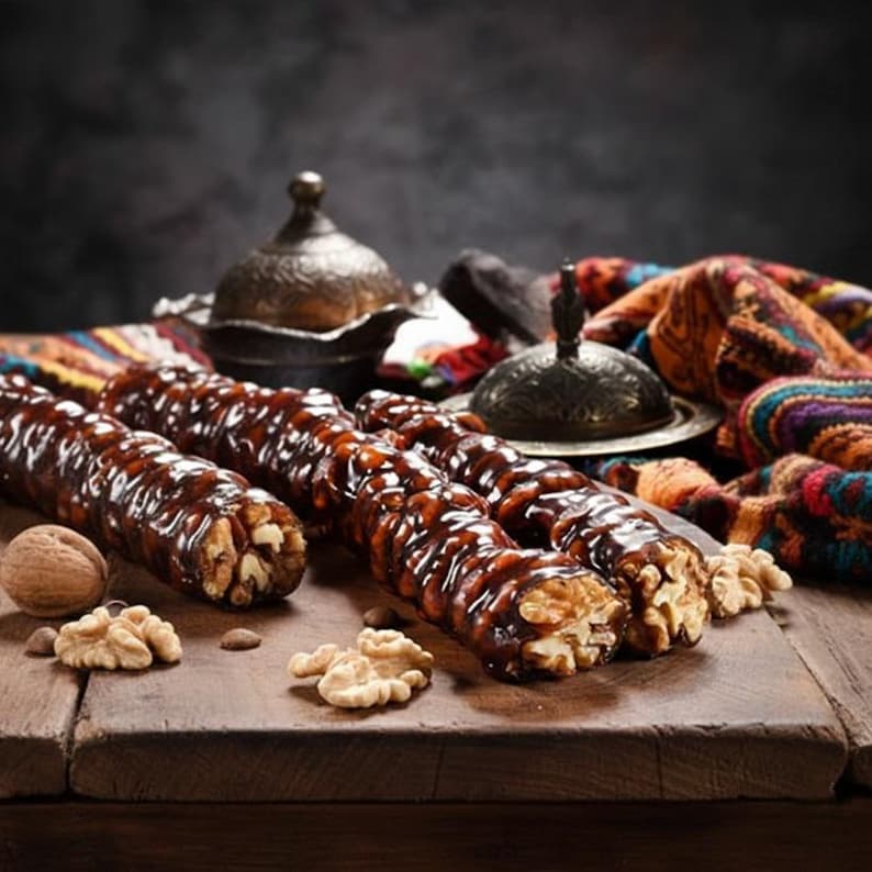 Turkish Walnut Churchkhela in Gift Tin Box, Natural Grape Molasses ...