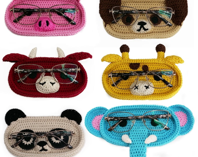 5in1 Farm Animals Eyeglasses Holder Crochet Pattern, Highland Cow ...