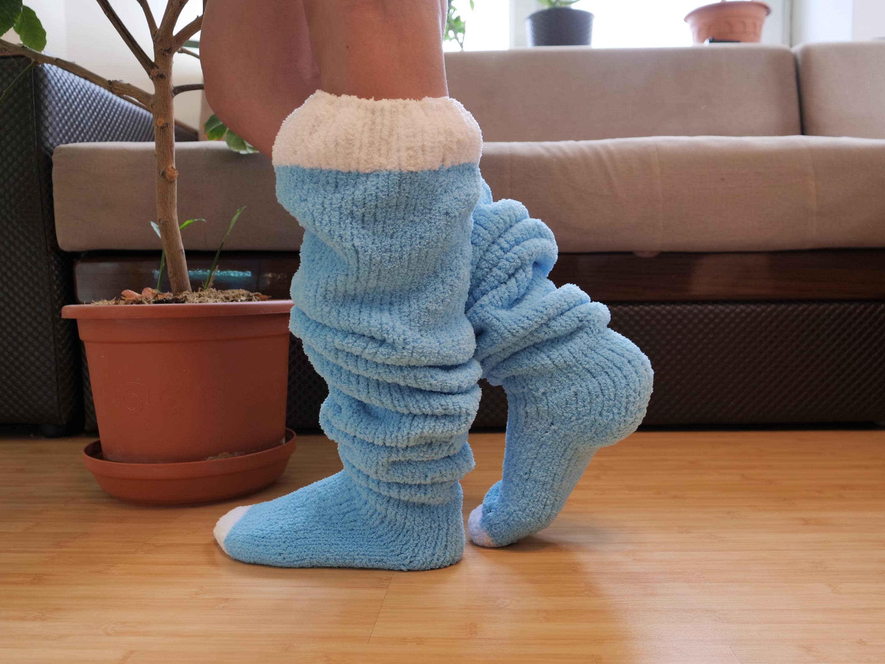 Knitting Pattern – Fluffy Knee-high Socks | Easy Sock Knitting Pattern ...