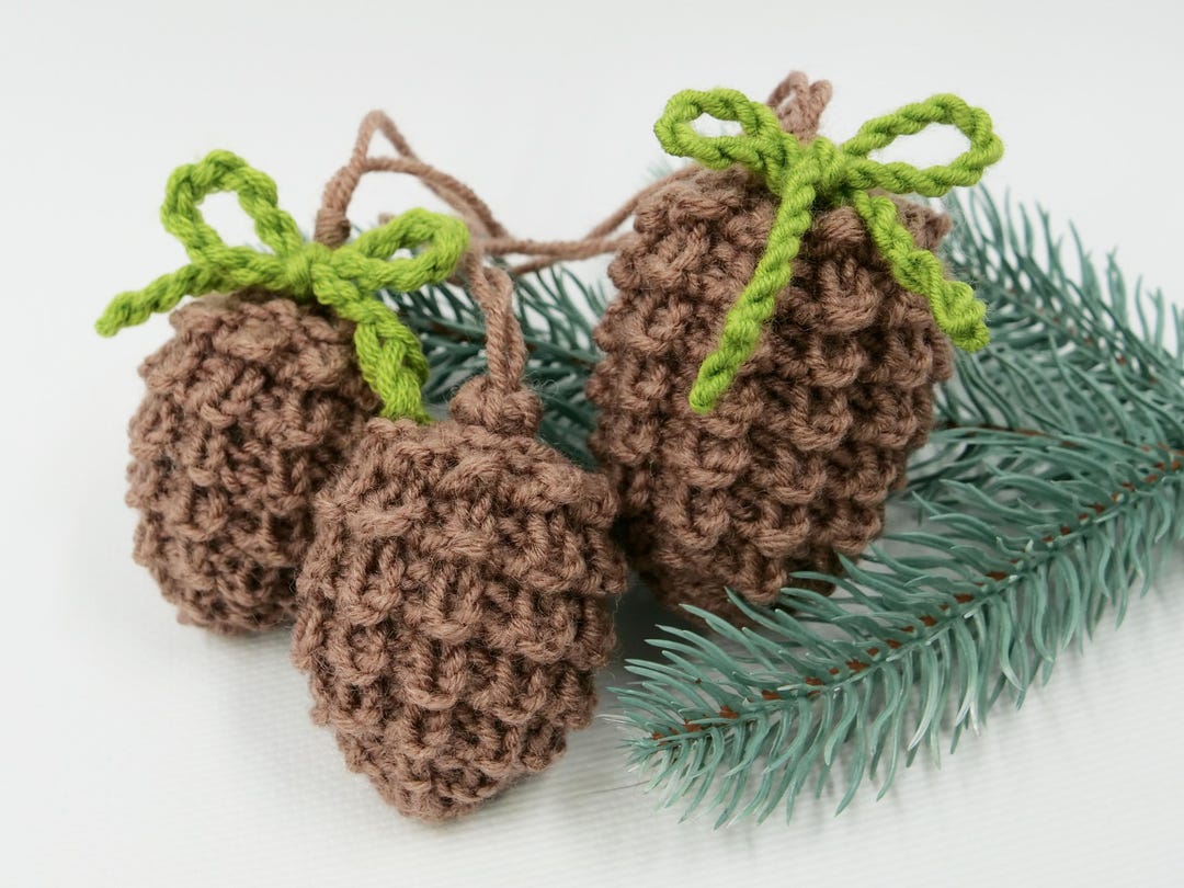 Knitting Pattern – Pinecone Decorations | Pinecone Knitting Pattern | 2 Sizes of Pinecones ...