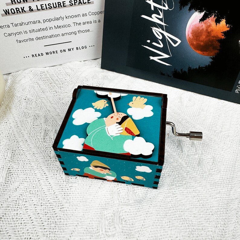 Custom Carved Hand Cranked Anime Wooden Music Box Personalized Birthday ...