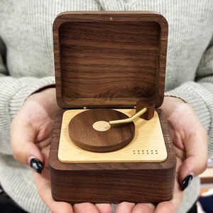 Birthday gift Personalized Vintage Wooden Player Music Box Walnut Music ...