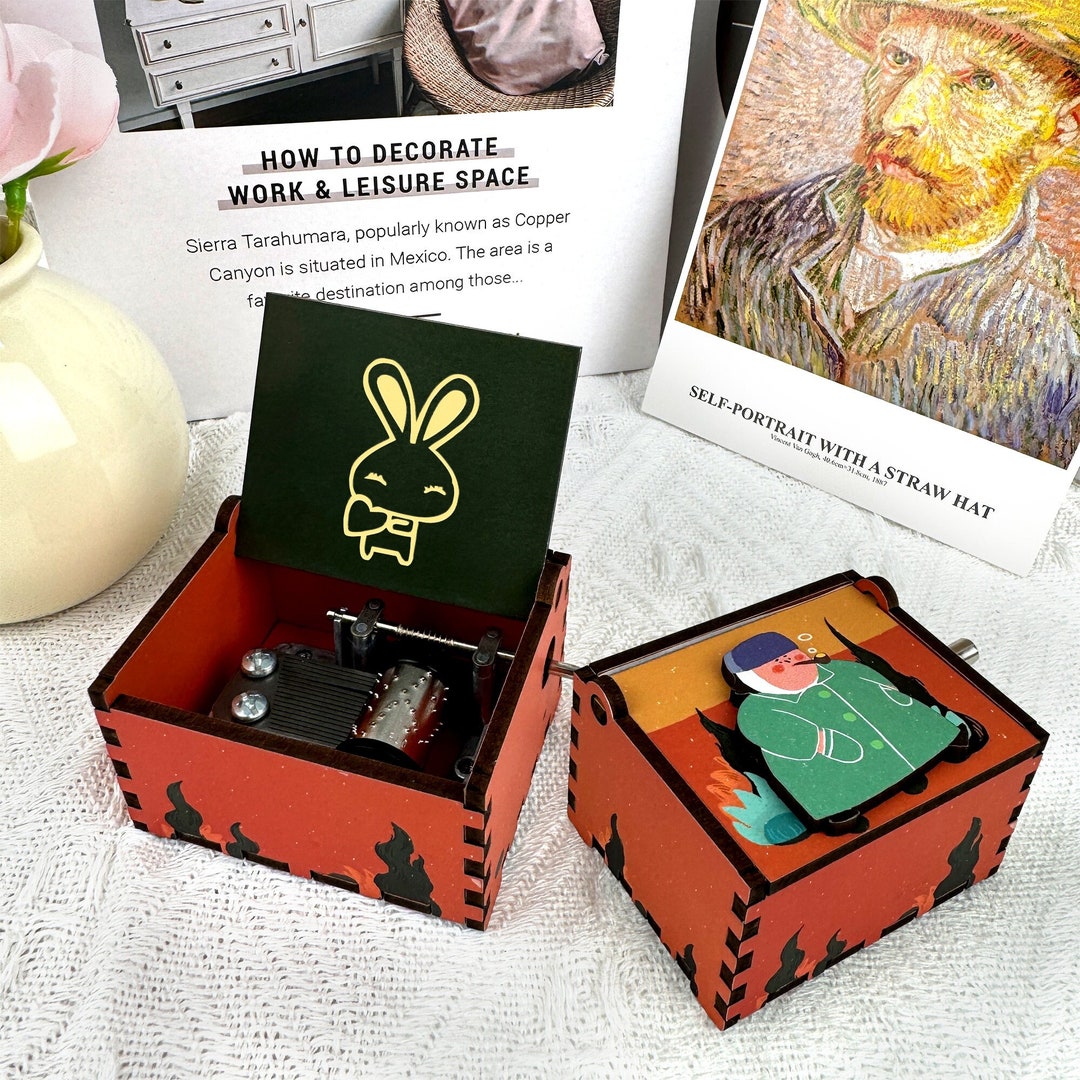 Birthday Gift Custom Carved Hand Cranked Anime Wooden Music Box ...