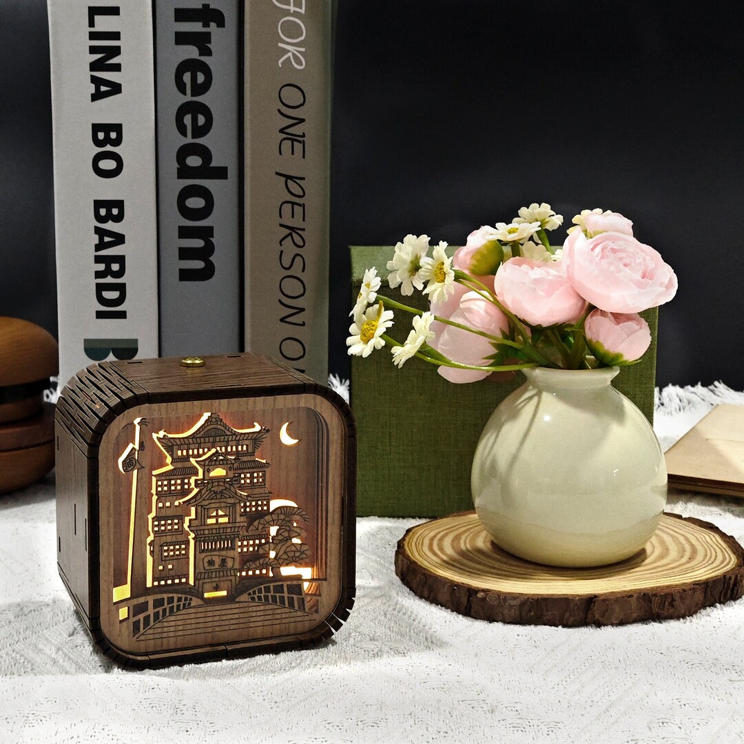 Custom Wooden Handmade Music Box 3D Night Light Music Box Gift Light ...