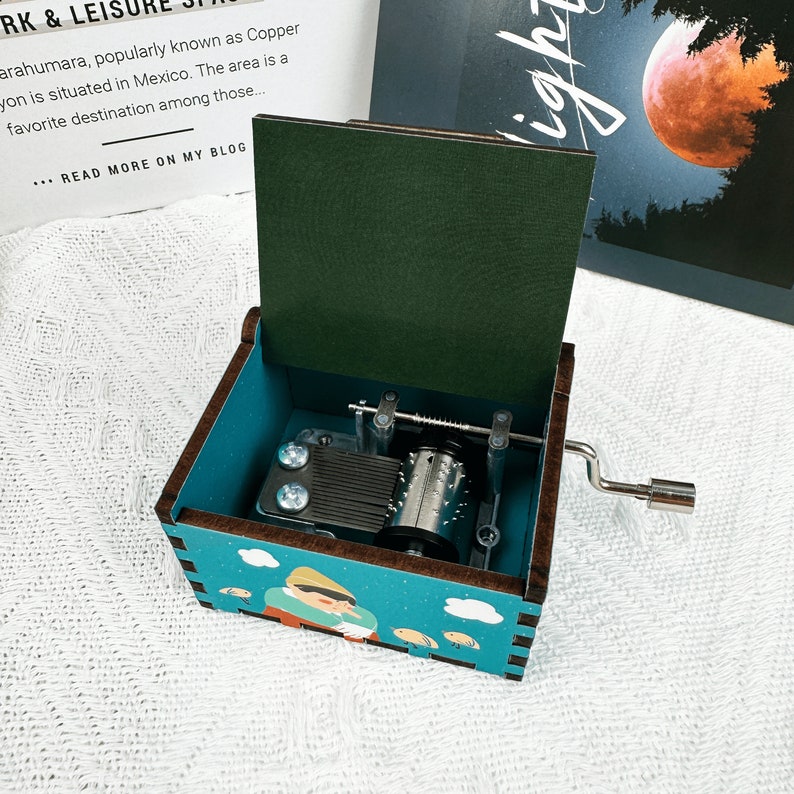 Custom Carved Hand Cranked Anime Wooden Music Box Personalized Birthday ...