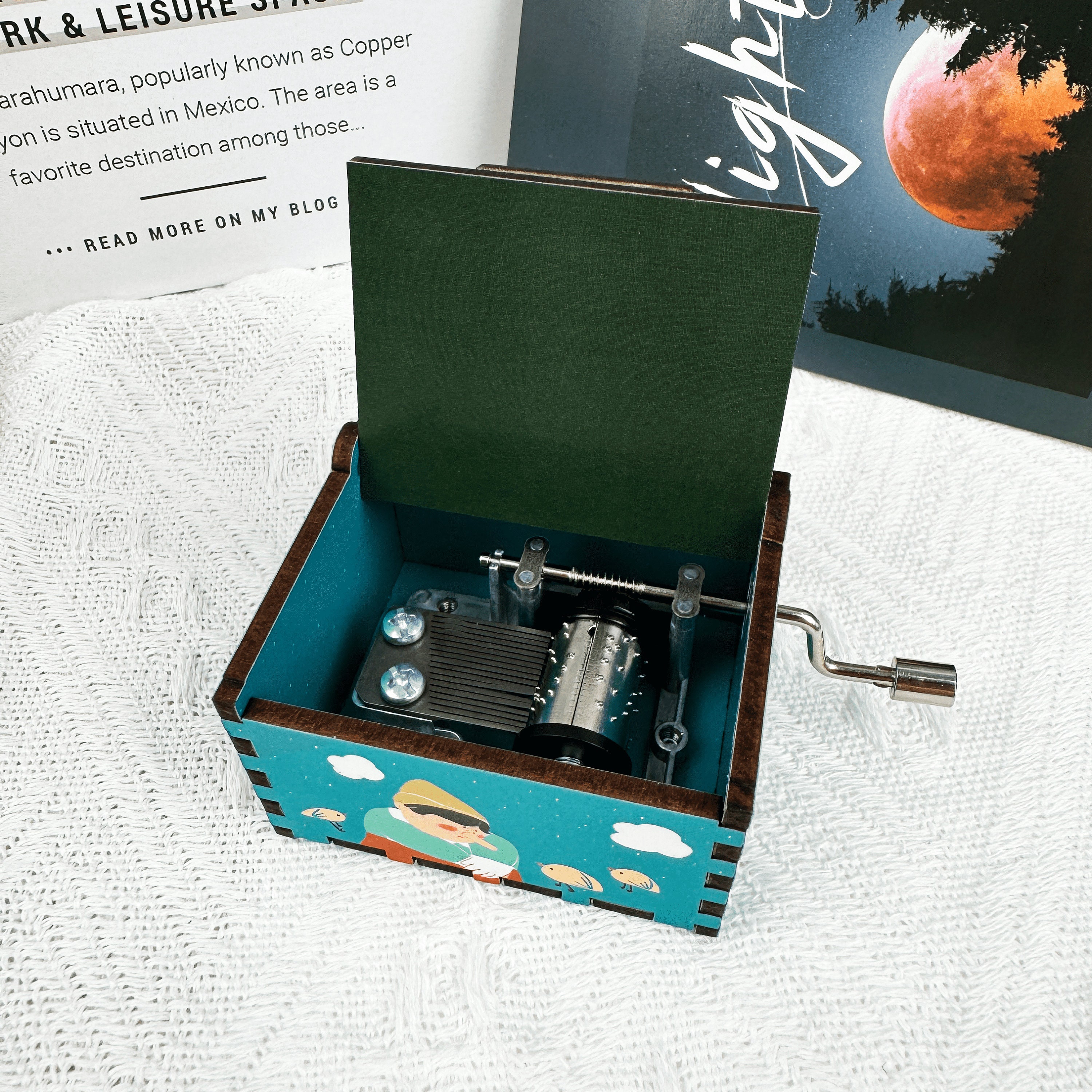 Custom Carved Hand Cranked Anime Wooden Music Box Personalized Birthday ...