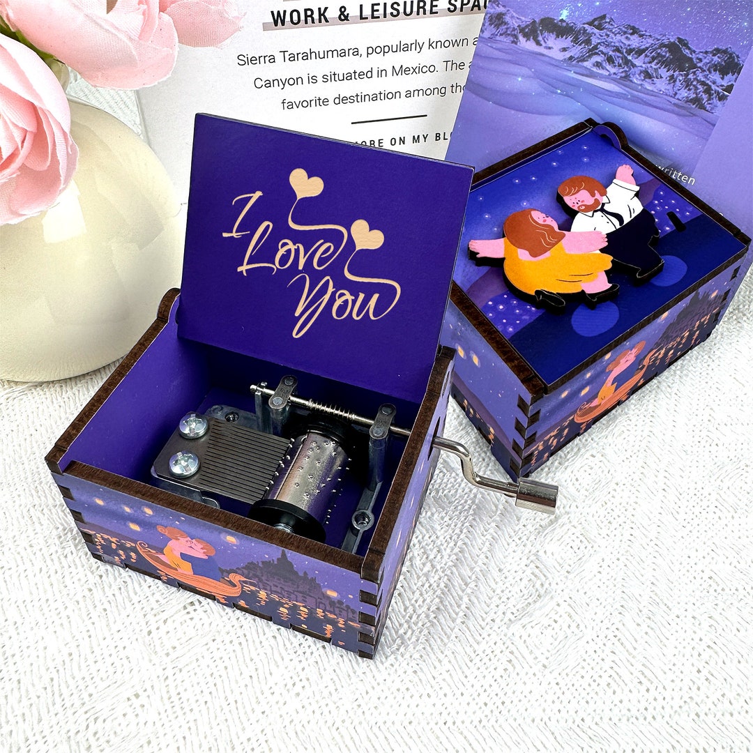 Birthday Gift Custom Carved Hand Cranked Wooden Music Box Personalized ...