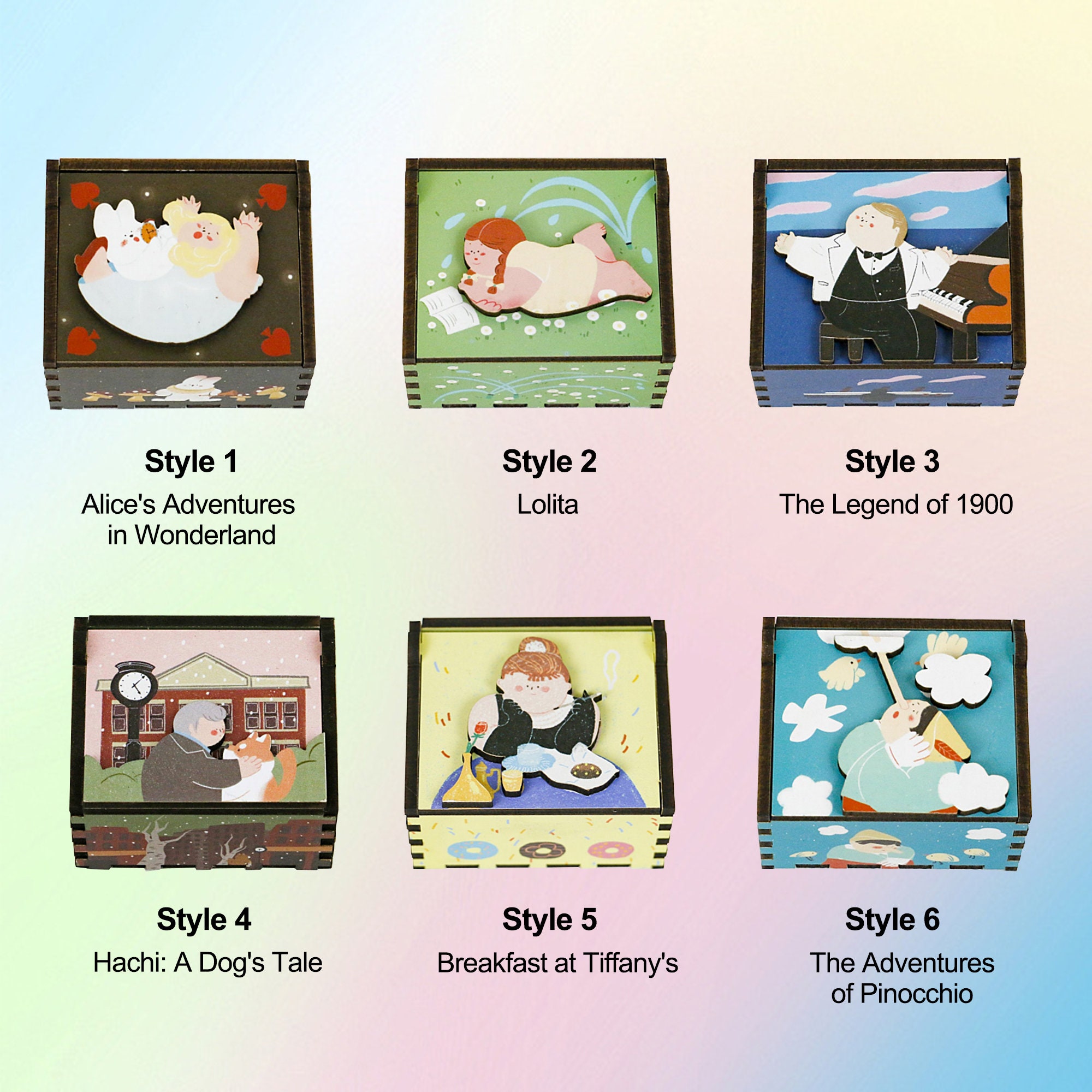 Custom Carved Hand Cranked Anime Wooden Music Box Personalized Birthday ...