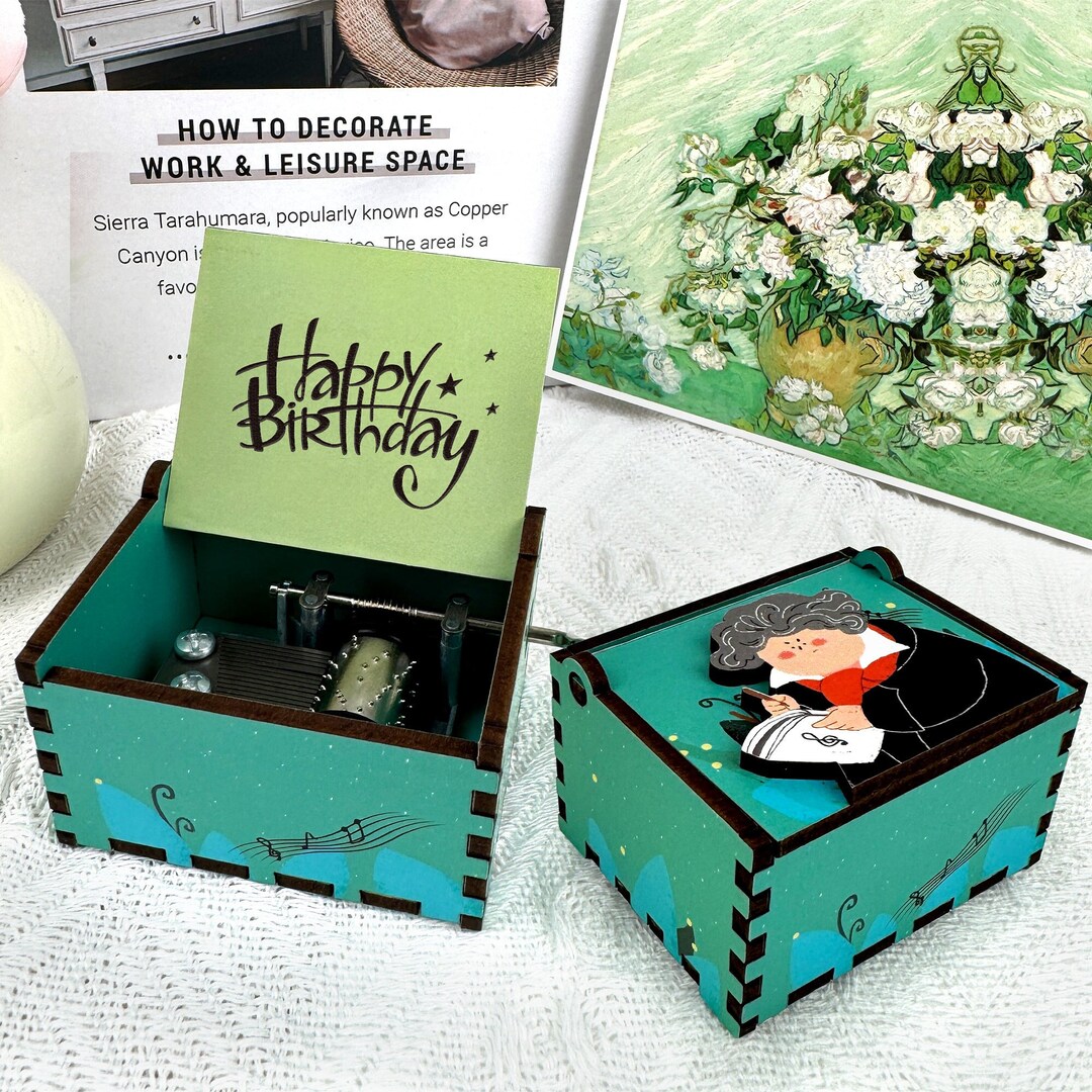 Birthday Gift Custom Carved Hand Cranked Anime Wooden Music Box ...