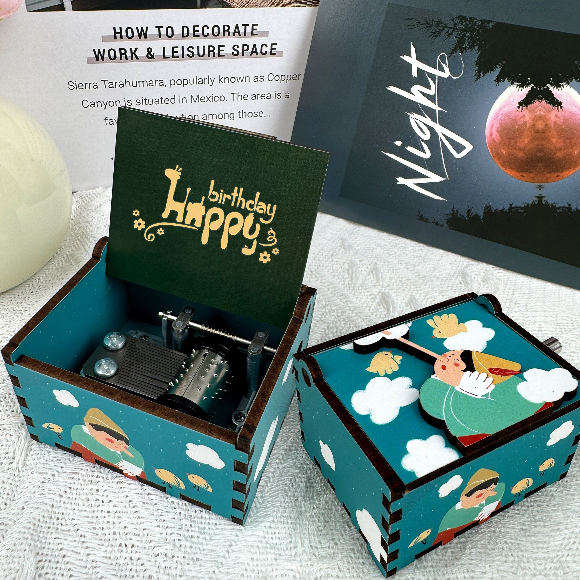 Custom Carved Hand Cranked Anime Wooden Music Box Personalized Birthday ...