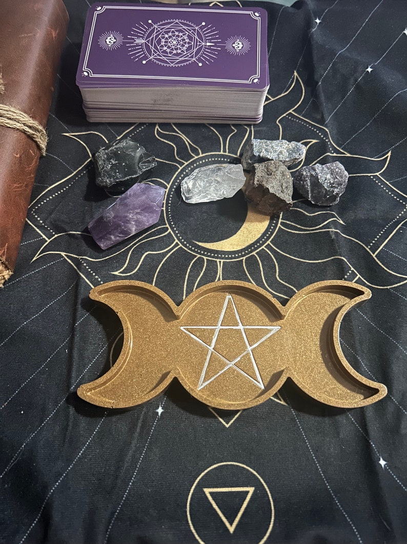 Triple Moon Pentagram Altar Tray Wicca Pagan - Etsy