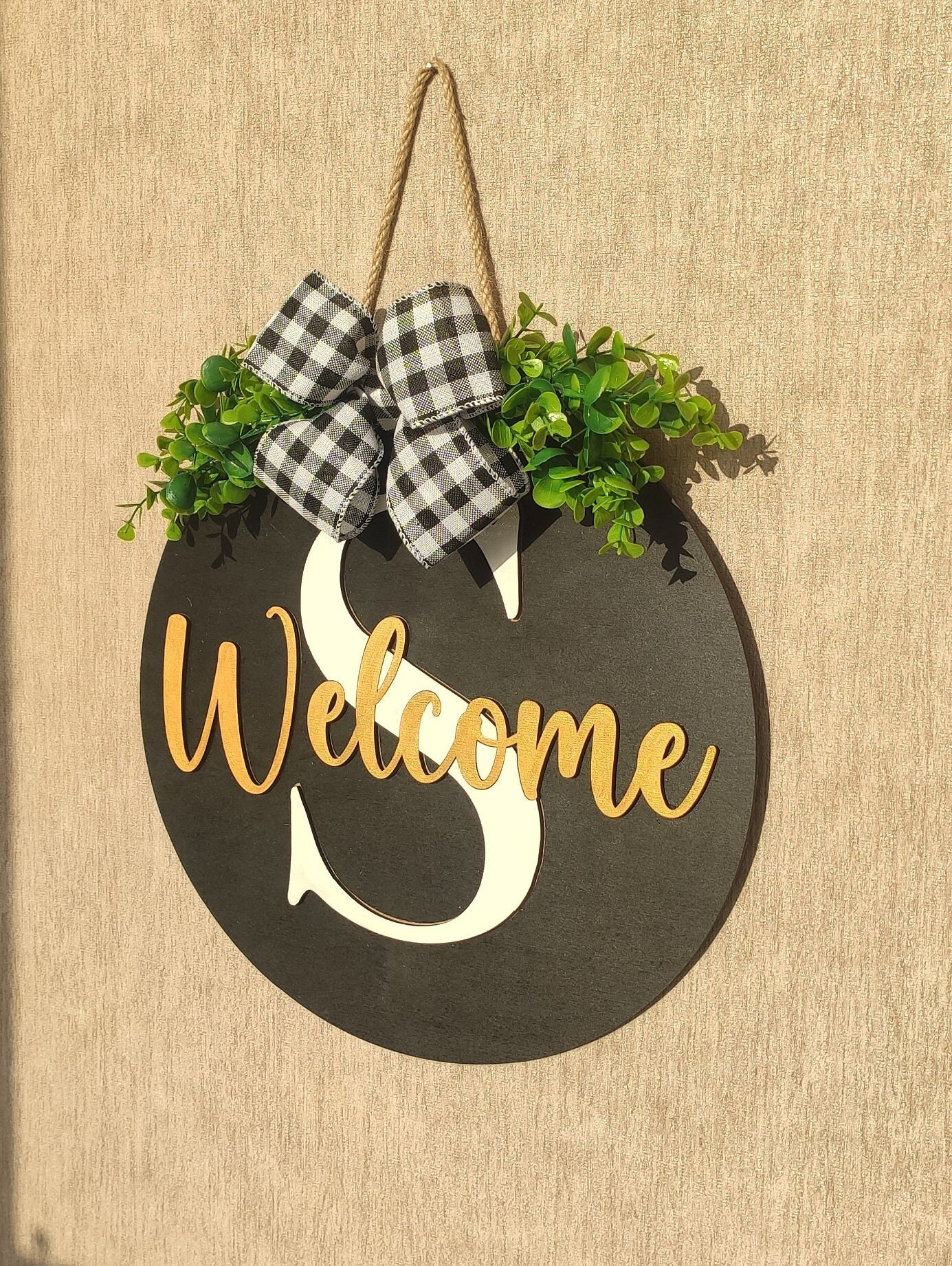 Custom Welcome Wooden Monogram Family Last Name Sign, Personalized ...