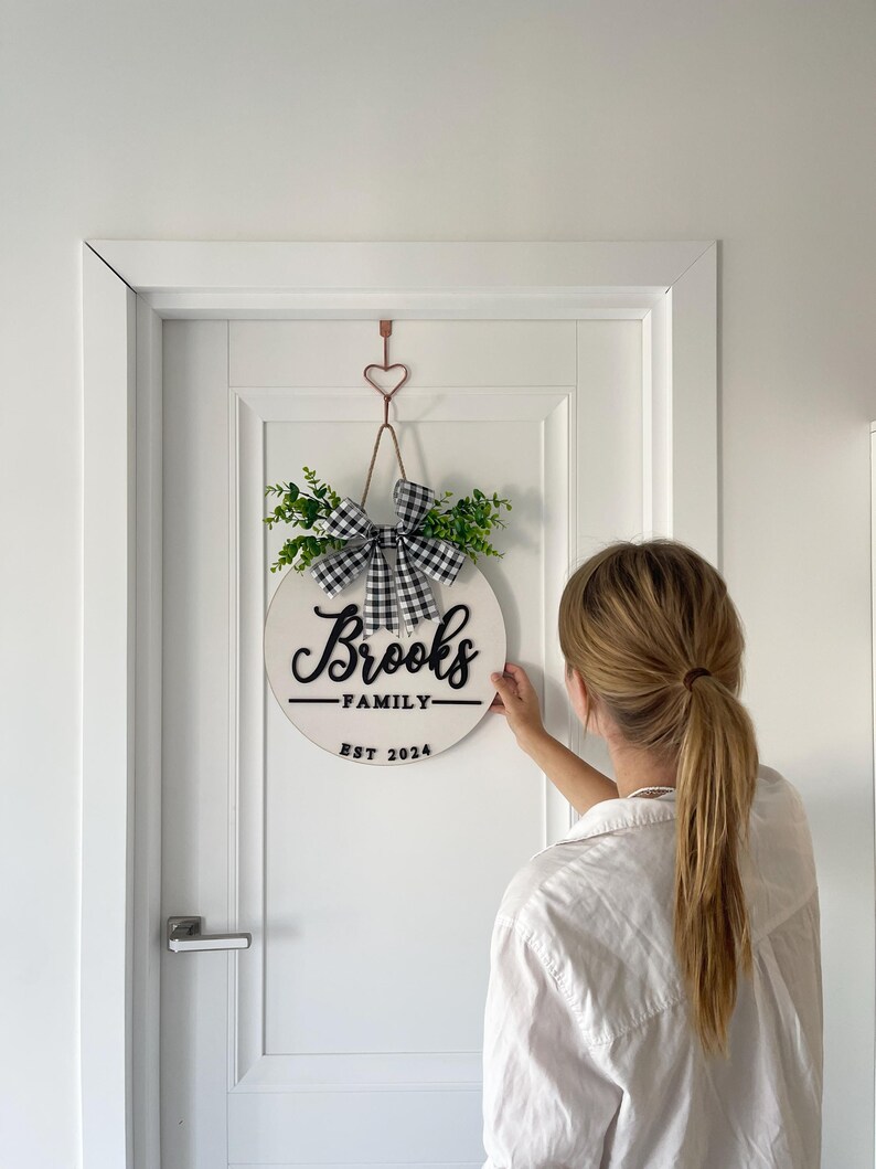 Personalized Custom Front Door Family Last Name Wooden Welcome Sign ...