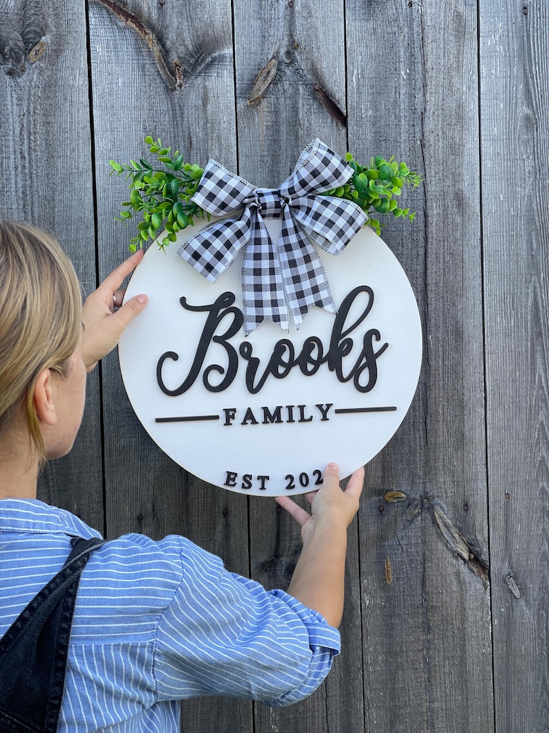 Personalized Custom Front Door Family Last Name Wooden Welcome Sign ...