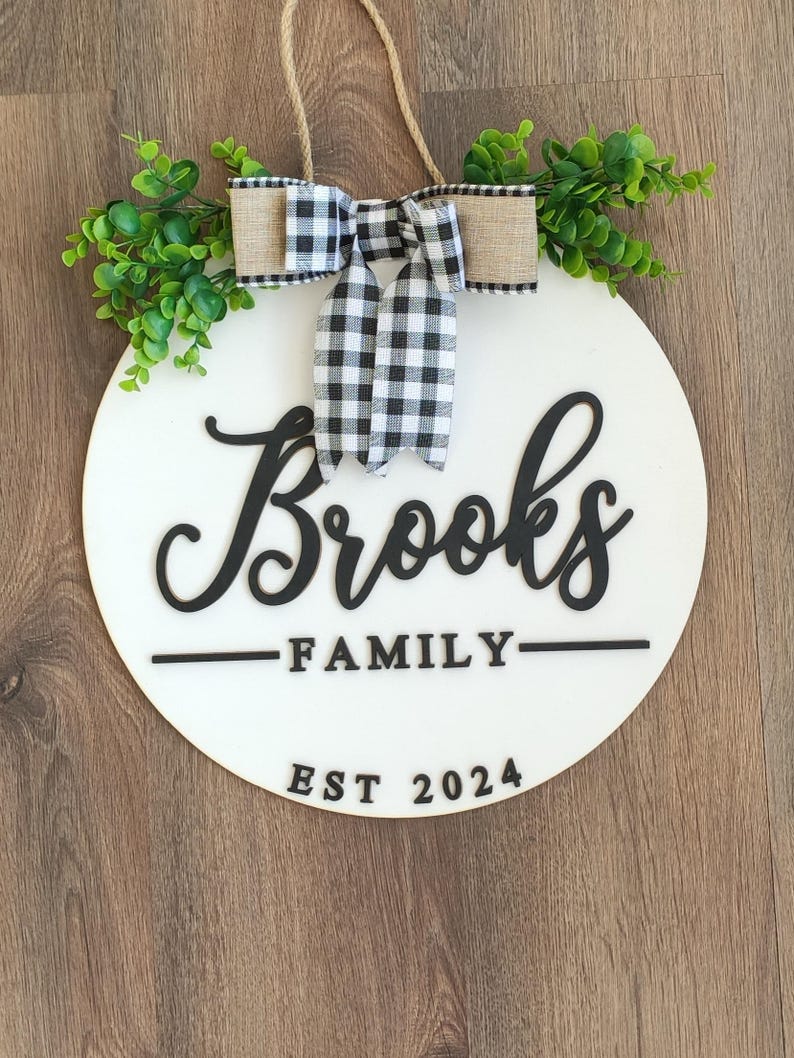 Personalized Custom Front Door Family Last Name Wooden Welcome Sign ...