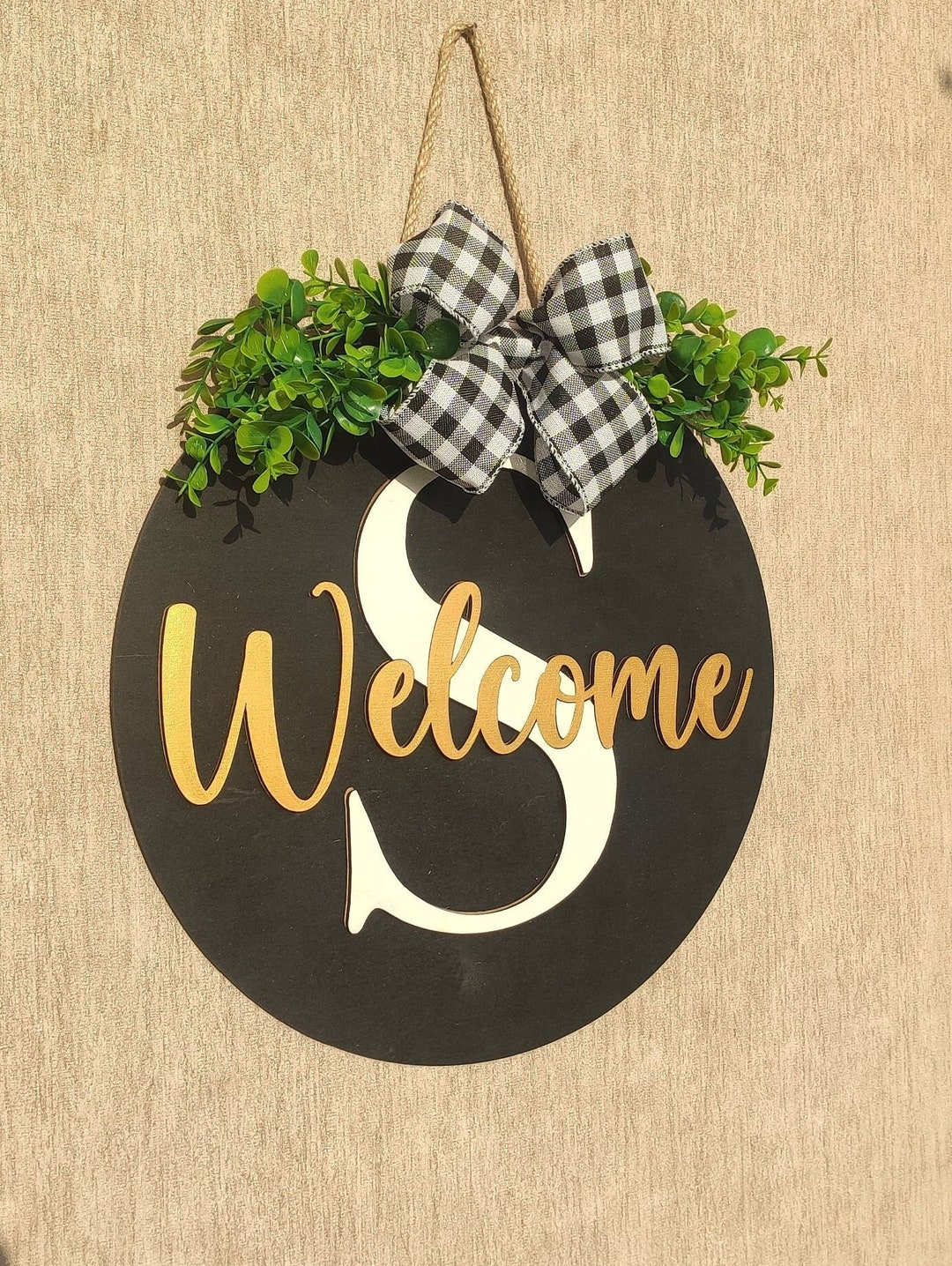 Custom Welcome Wooden Monogram Family Last Name Sign, Personalized ...