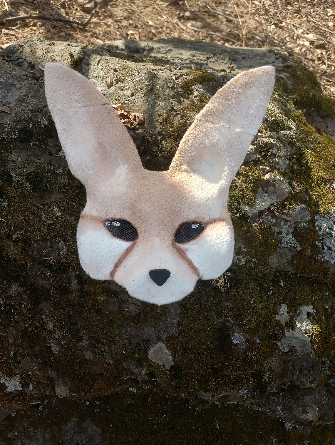 Handmade Fennec Fox Mask Black Mesh Eyes Therian Fox Mask Fennec Fox ...