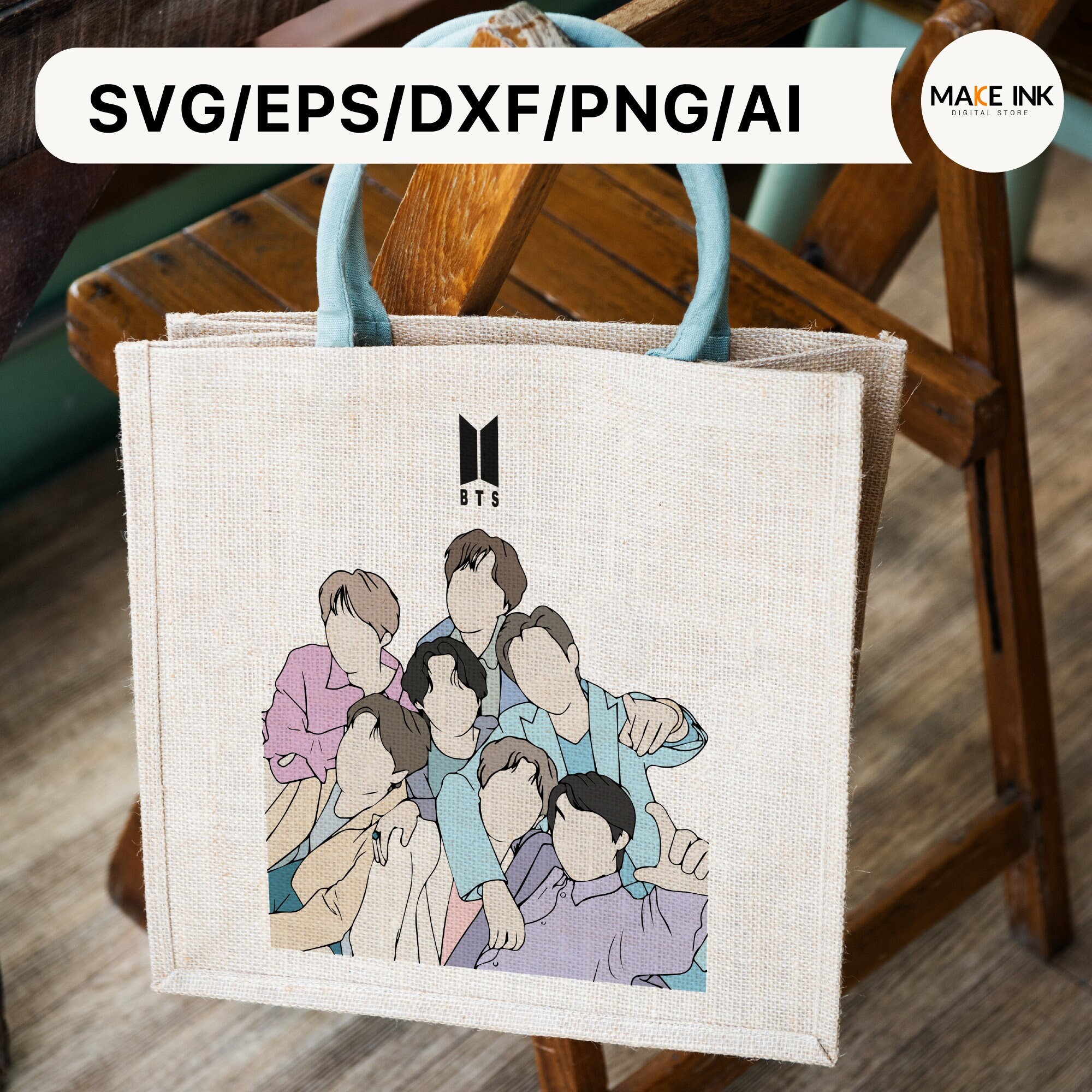 BTS Silhouettes SVG, Dxf, Ai, Eps, BTS Logo, Vector File - Etsy