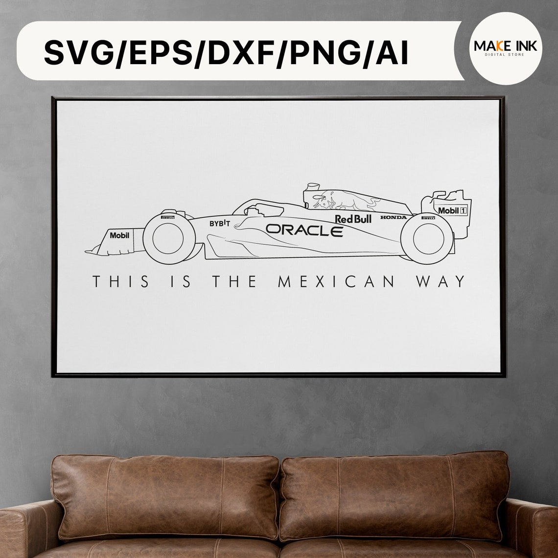 Czech Perez Car SVG EPS Ai DXF, Formula 1 Car Silhouette, Red Bull ...