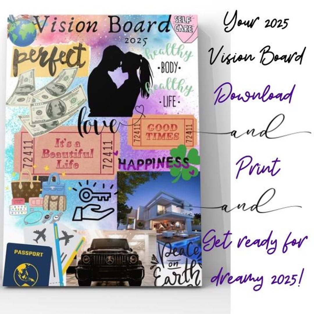 Ready Vision Board for 2025, Vision Board, New Year, New Year Dreams ...