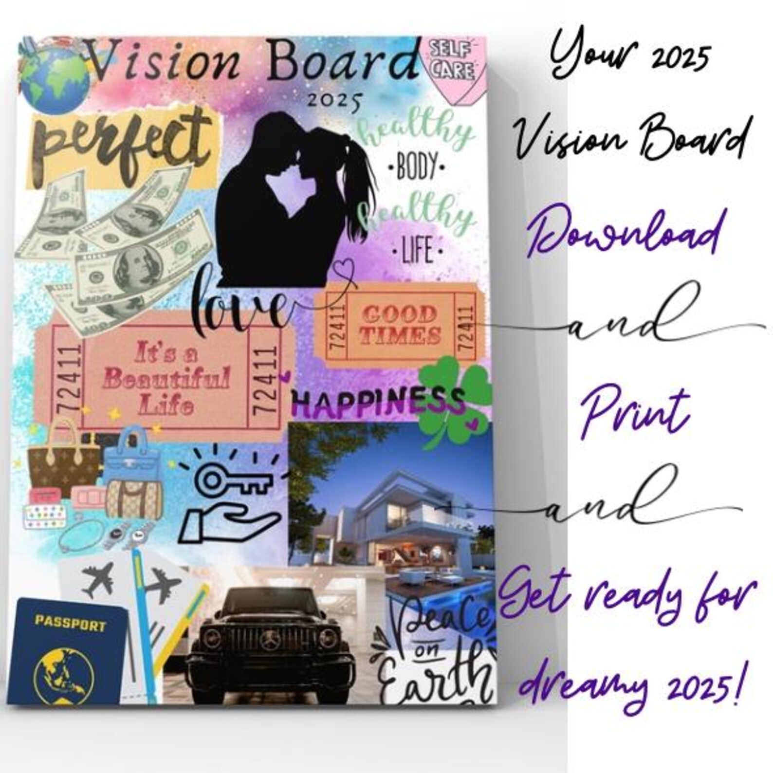 Ready Vision Board for 2025, Vision Board, New Year, New Year Dreams ...