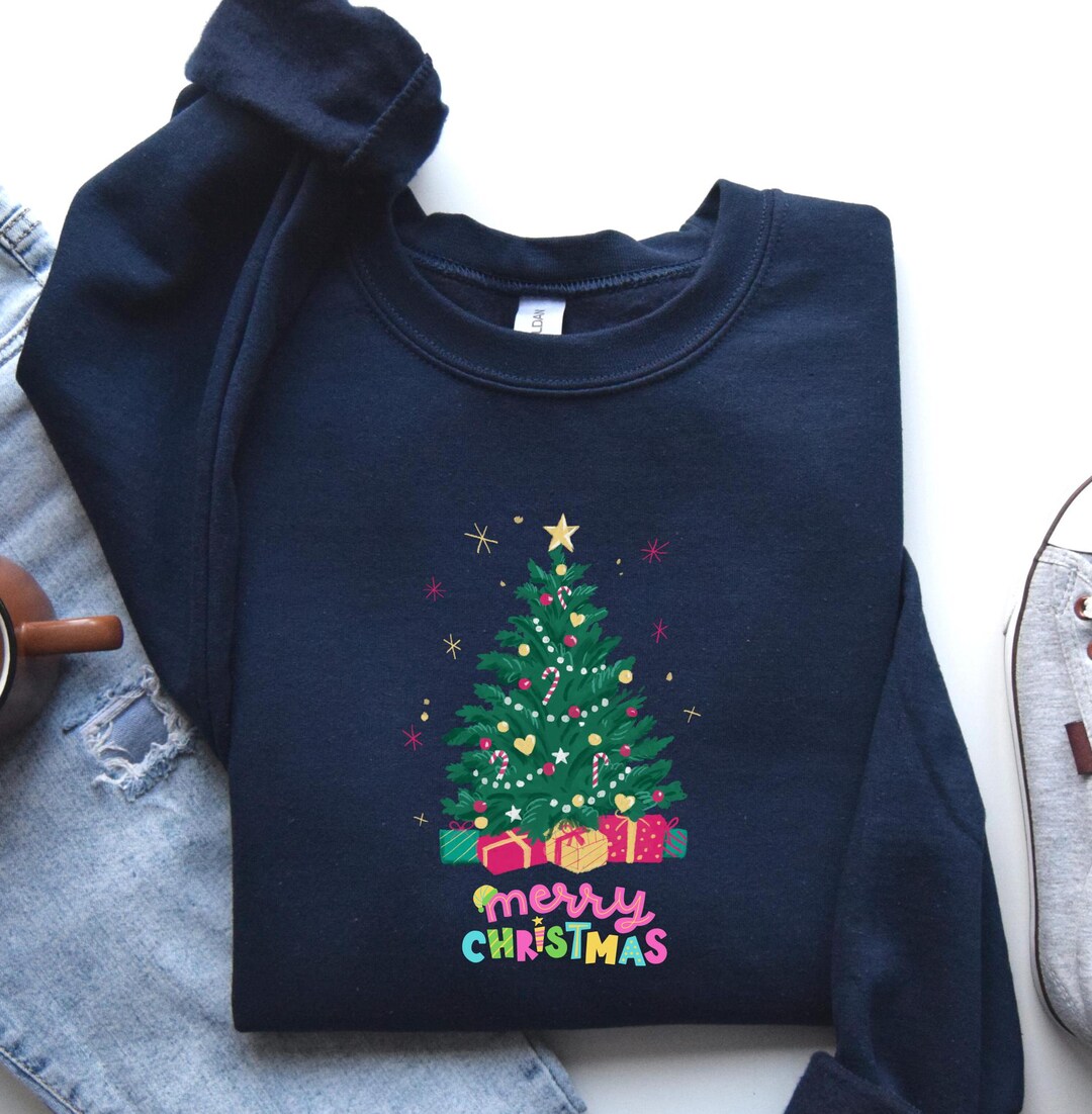 Merry Christmas Tree Tshirt, Christmas Family Shirt, Merry and Bright ...
