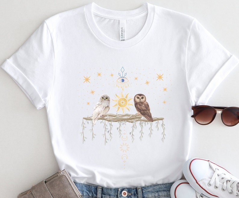 Celestial Owl Tshirt, Witchy Moon, Eye Evil Tshirt, Vintage Owl ...