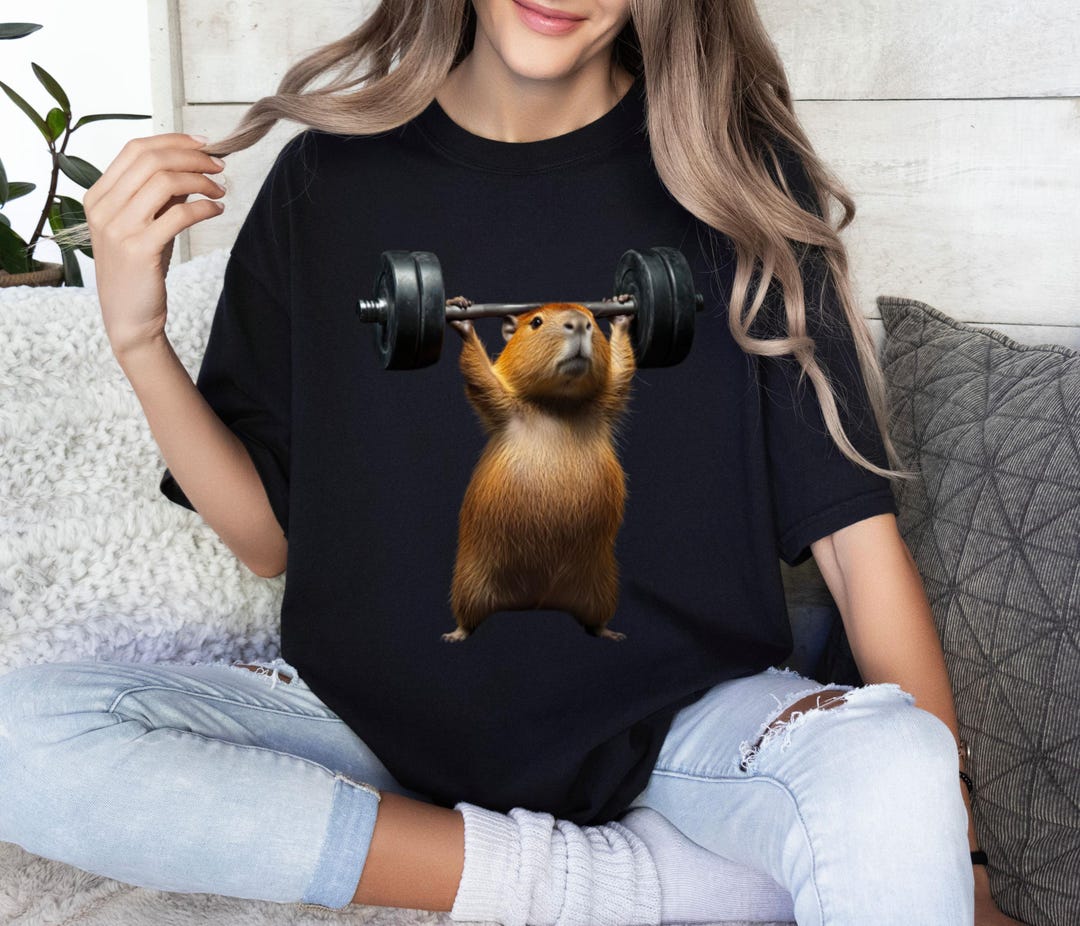 Capybara Shirt, Weights Lifting Capybara, Capybara Bodybuilder Shirt ...