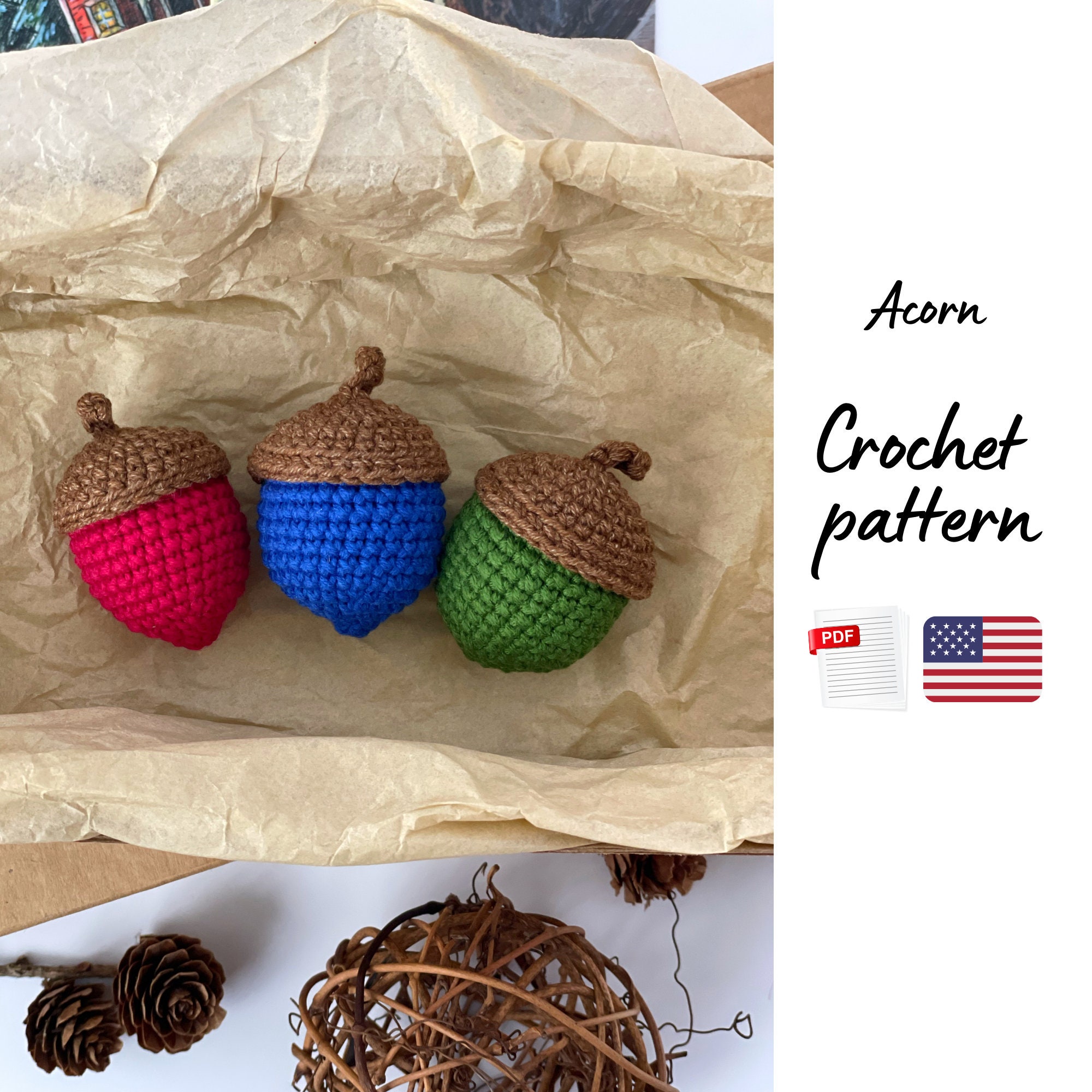 Acorn Crochet Pattern. Amigurumi Toys Pattern. Crochet Toys Pattern - Etsy