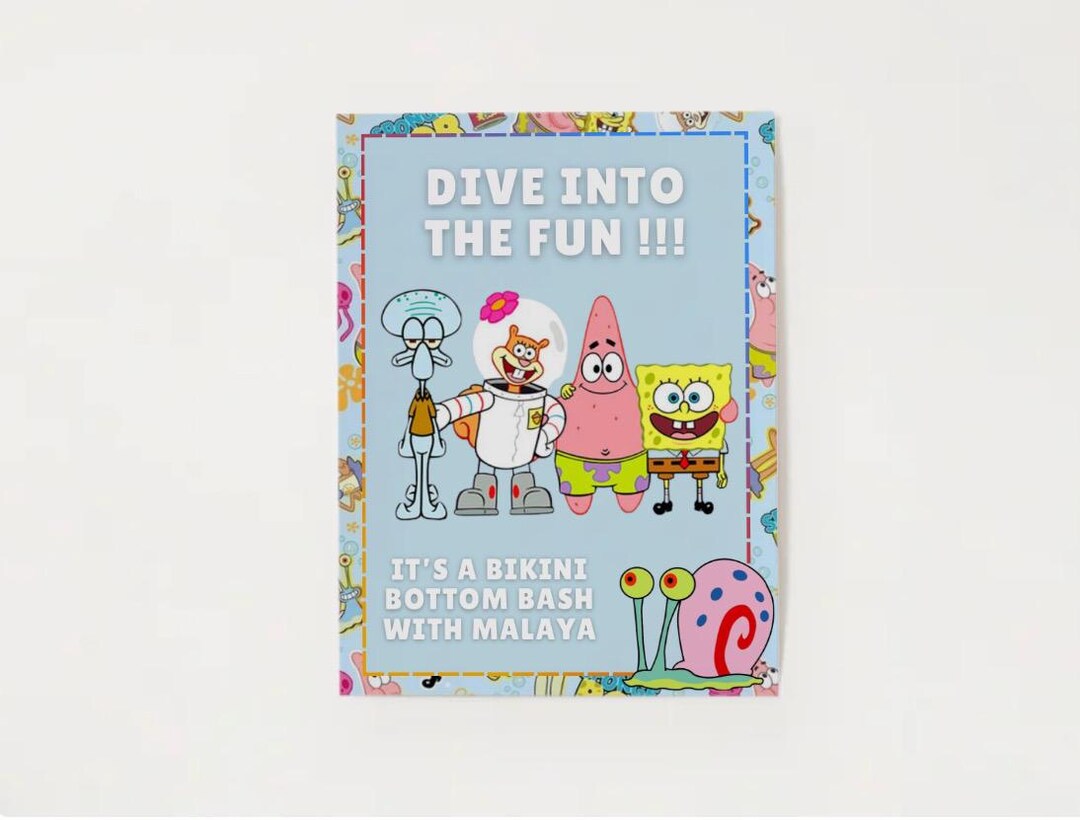 Spongebob Welcome Birthday Poster | Inspired Editable Digital Party ...