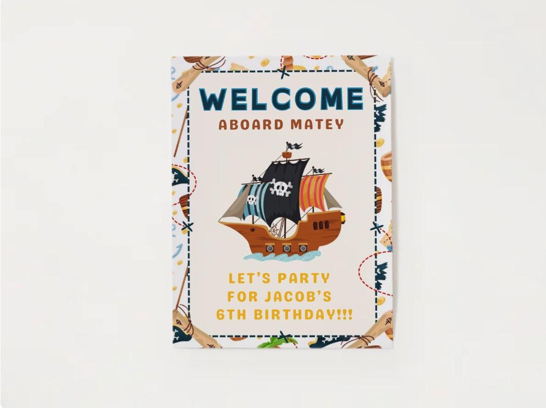 Ahoy Matey! Pirate Adventure Welcome Birthday Poster | Inspired ...