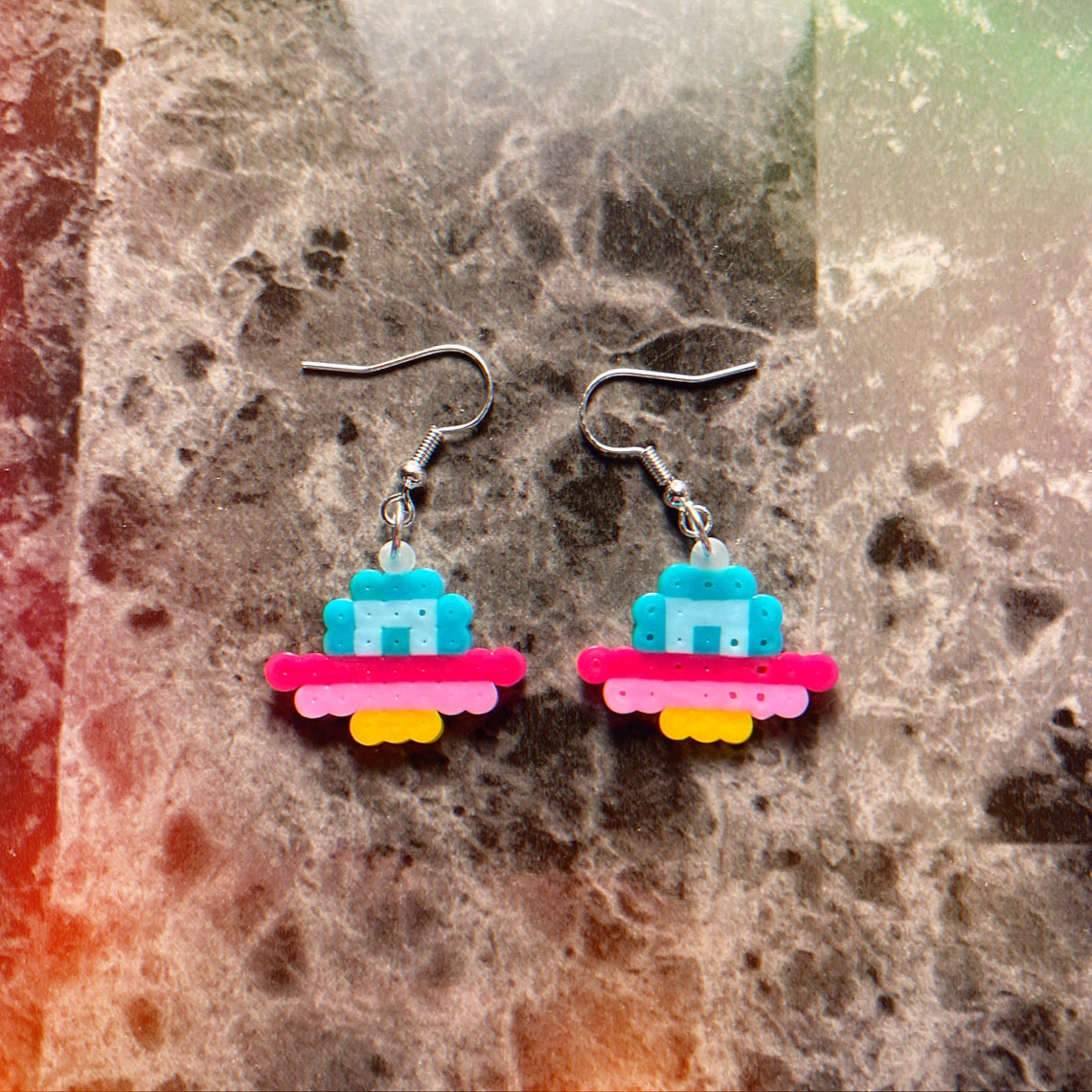 Spaceship/ufo Mini Perler Bead Earrings - Etsy