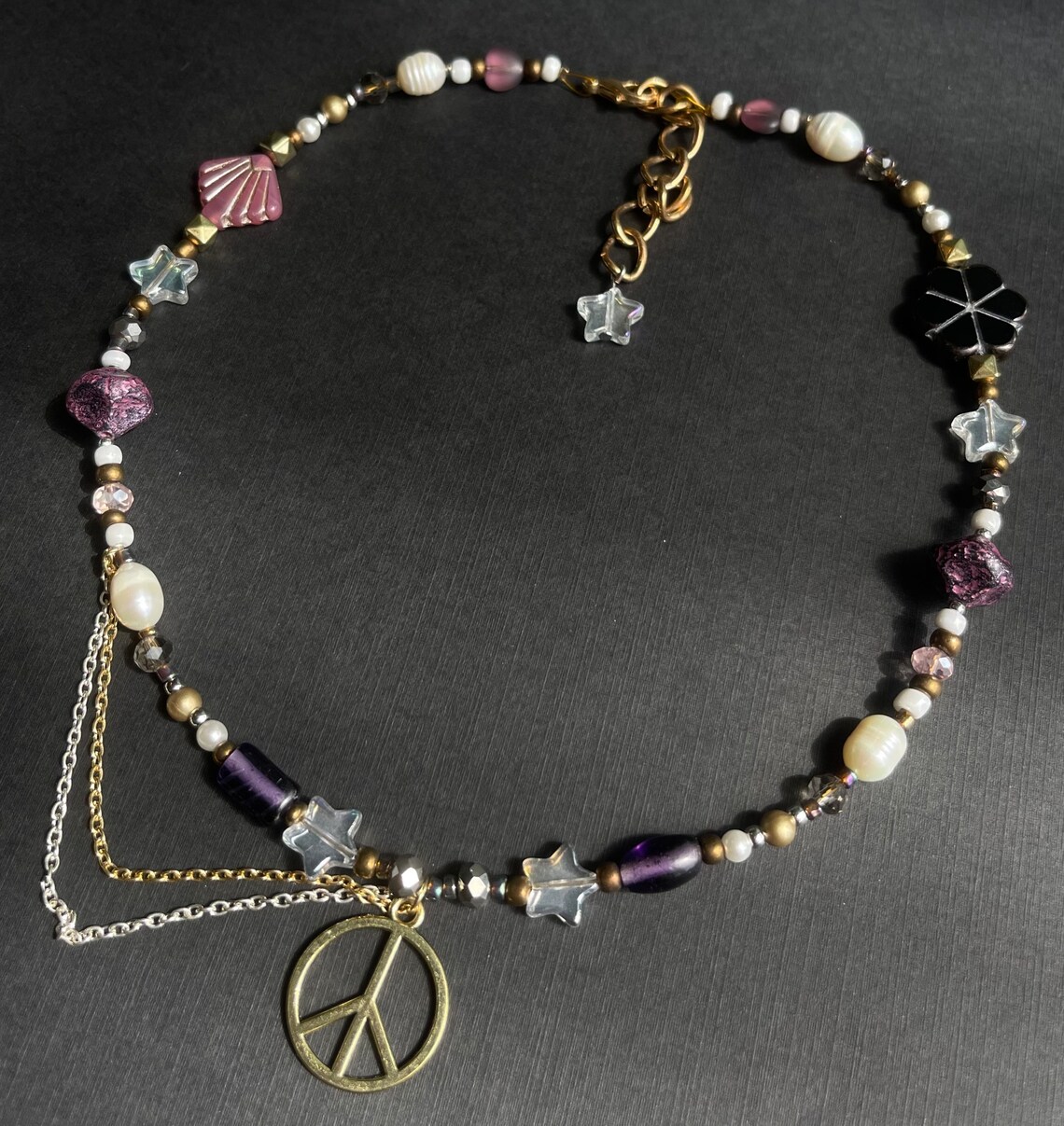 Y2k Peace Sign Aesthetic Necklace - Etsy