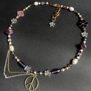 Y2k Peace Sign Aesthetic Necklace - Etsy