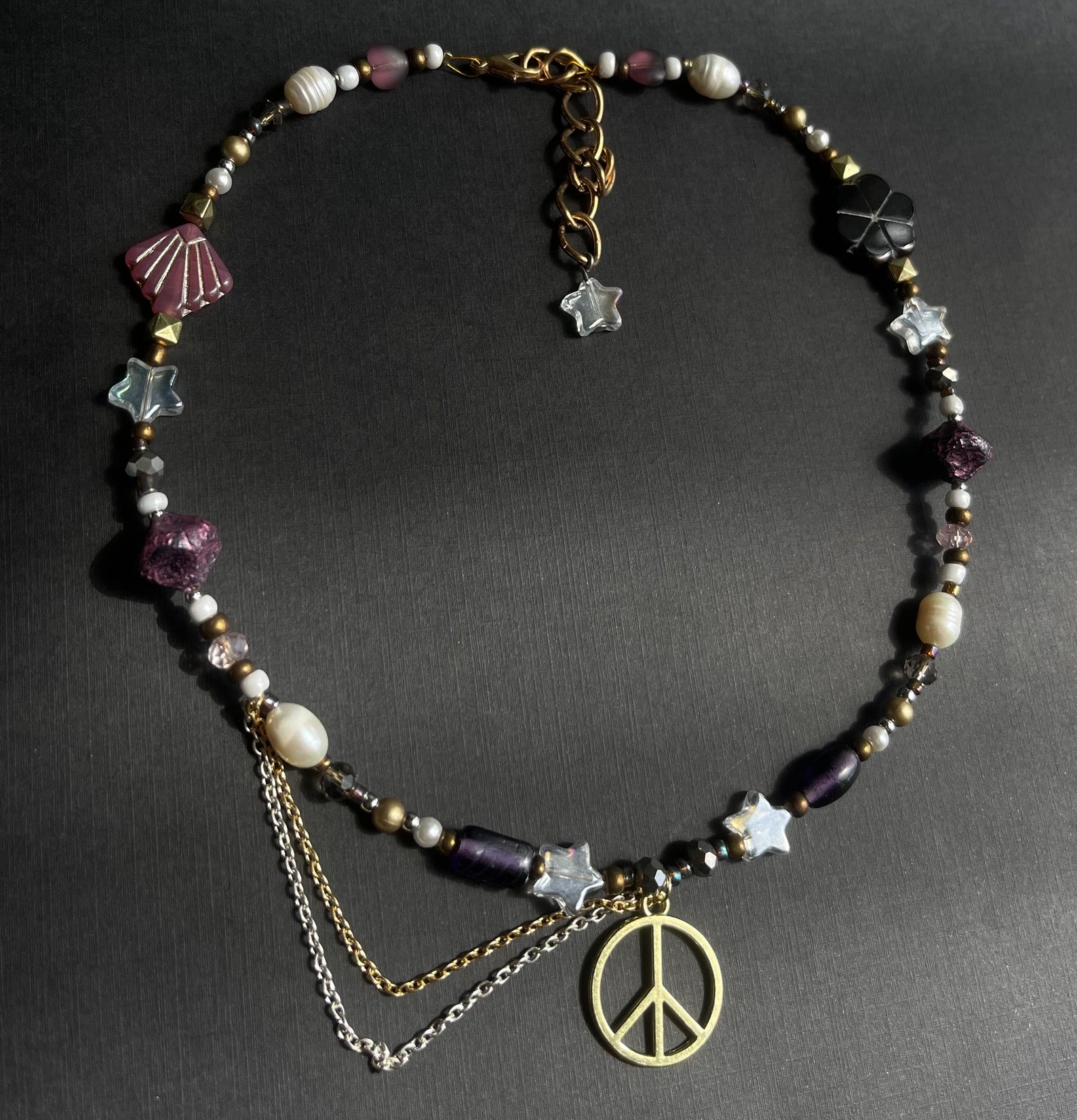 Y2k Peace Sign Aesthetic Necklace - Etsy