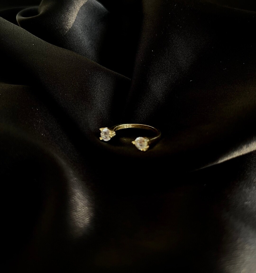 Gold Duo Open Ring,adjustable Ring,925 Sterling Silver,minimalist 2 ...