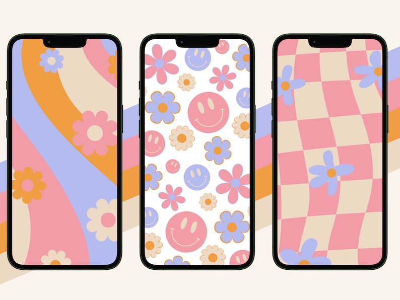 Retro Phone Wallpaper Bundle - Background, Lockscreen - Instant ...