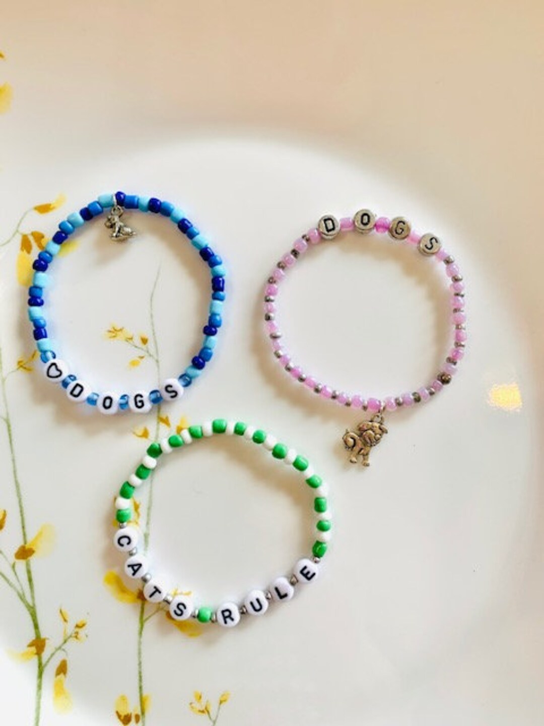 Dog & Cat Bracelets. Beaded Bracelets. Cute Dog Bracelet. Dog and Cat ...