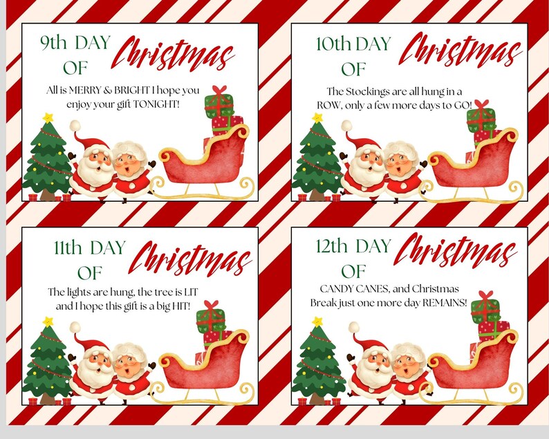 12 Days of Christmas Gift Tags - Etsy