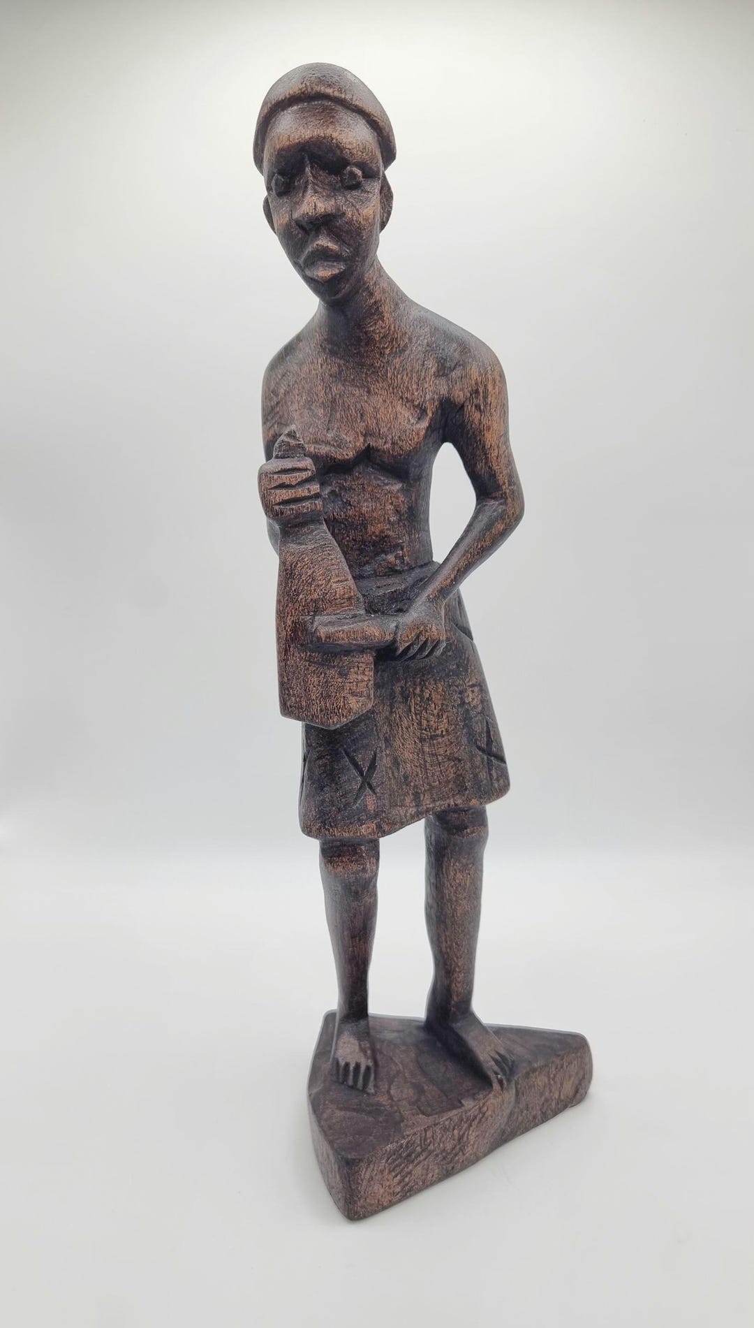 Handcrafted Nigerian Town Crier Wood Sculpture | Authentic African Art ...