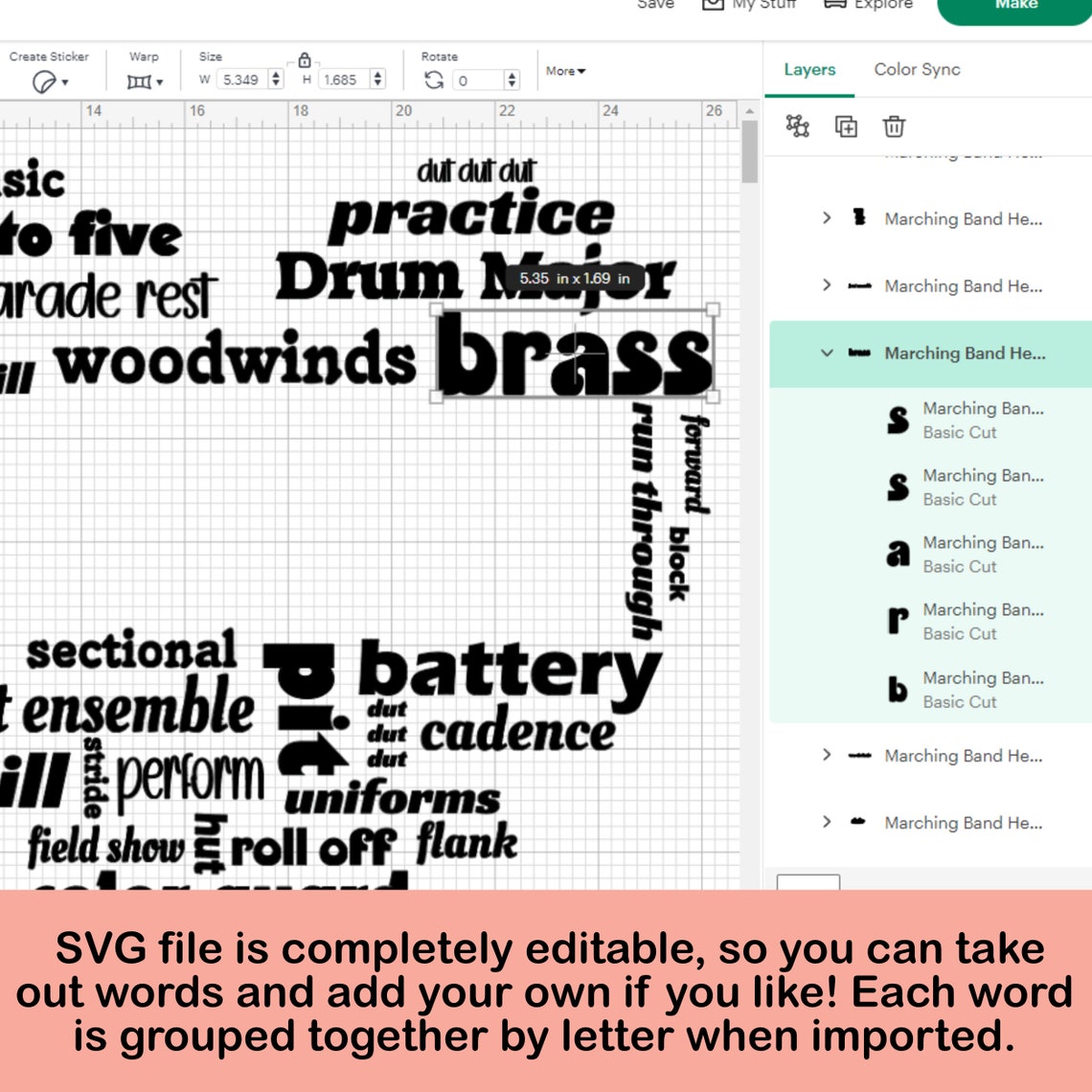 Marching Band Word Heart SVG & PNG Digital Files - Add Band Name ...